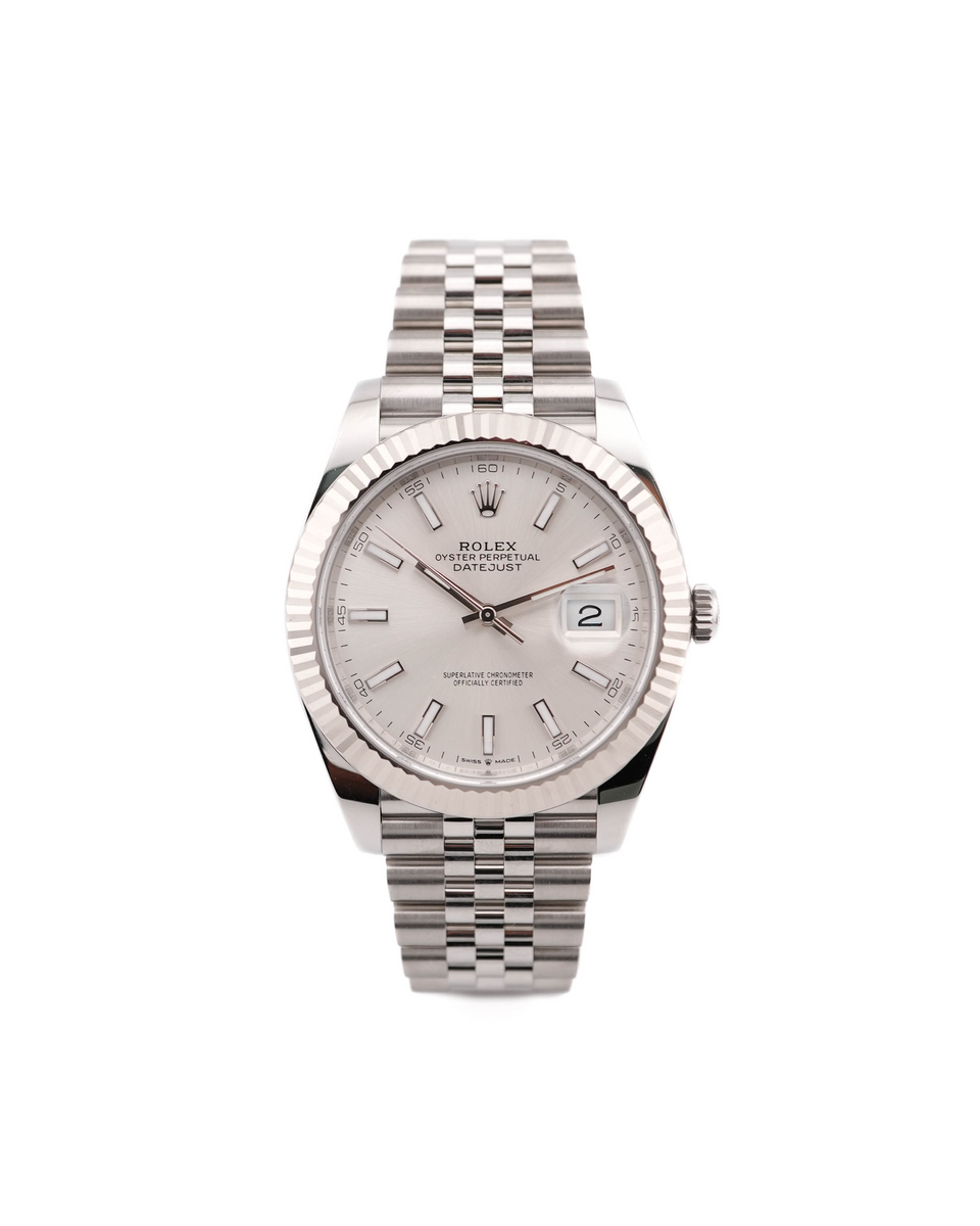 Rolex 126334 Datejust 41 mm 18K Fluted Bezel Silver Dial Jubilee Brace ...